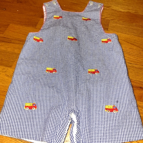 Anavini | One Pieces | 24m Fire Truck Hand Smocked Outfit | Poshmark